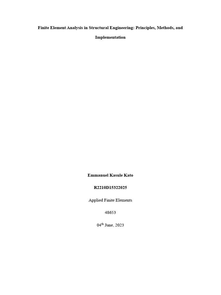 Finite Element Analysis in Structural Engineering | PDF