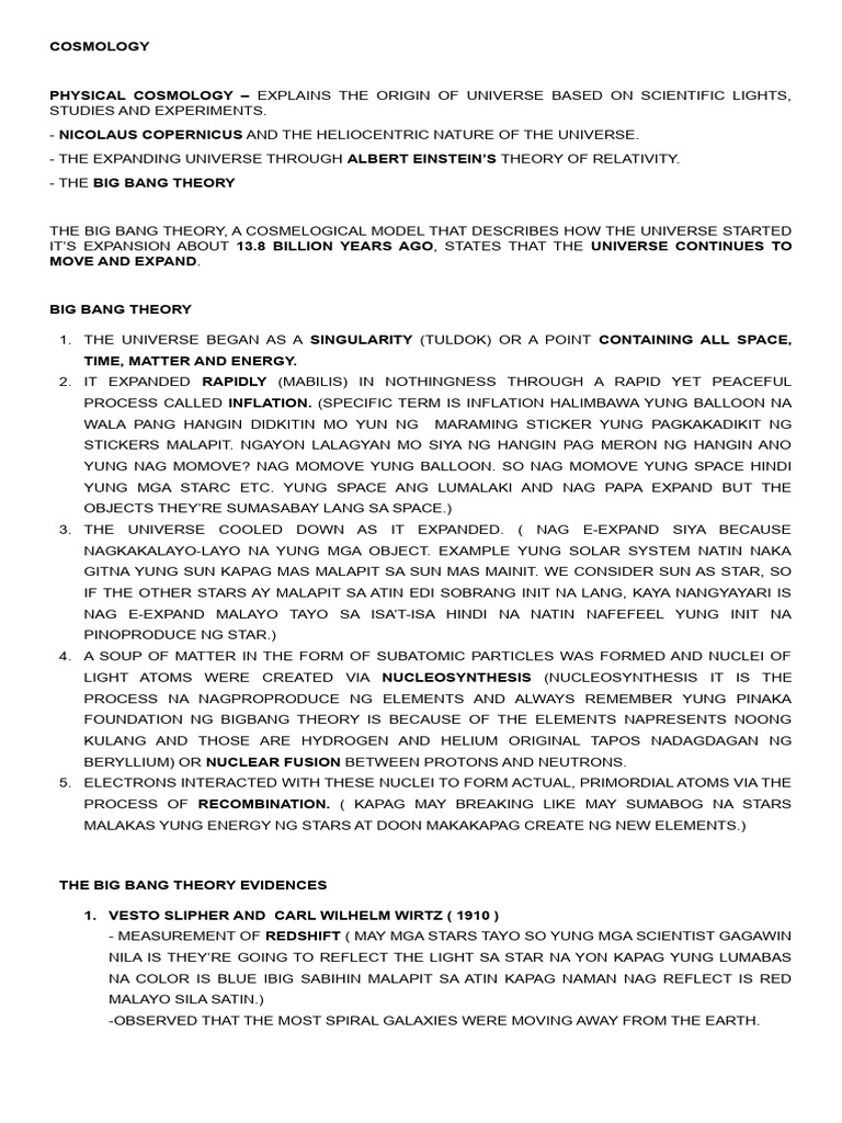 Physical Science Lesson 1 | PDF | Big Bang | Universe