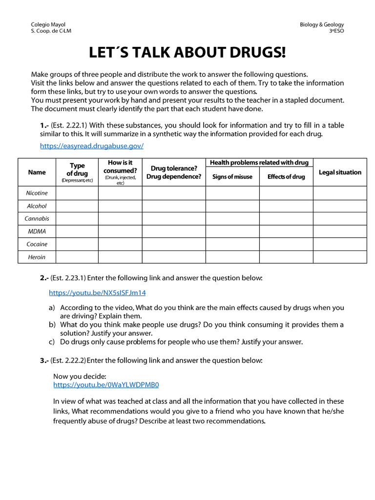 Drugs Project 2020-21 | PDF