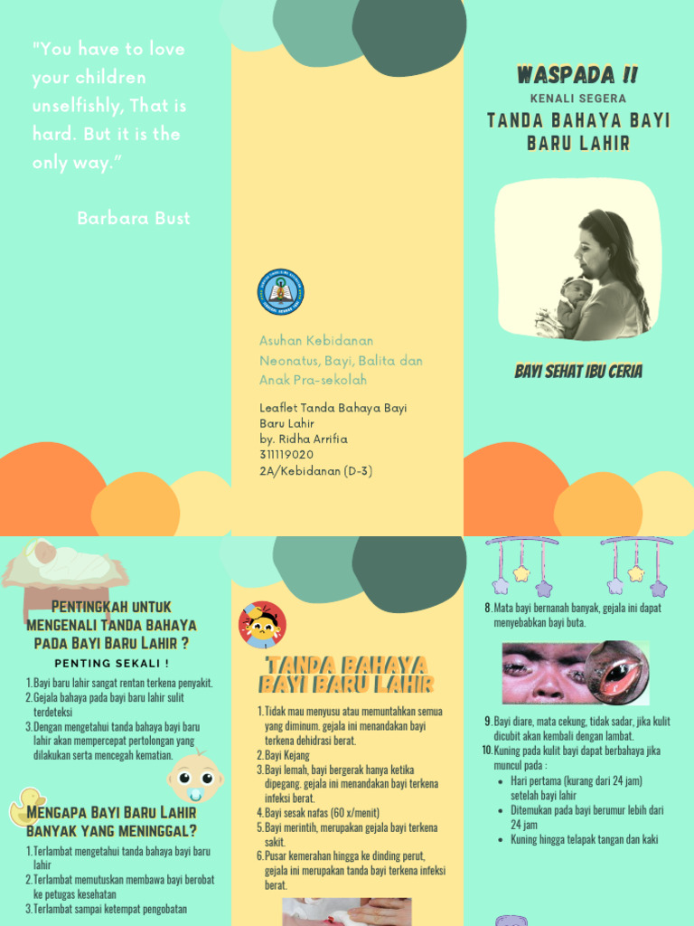 Leaflet - Tanda Bahaya Bayi Baru Lahir - Ridha Arrifia - 311119020 | PDF | Kesehatan Holistik