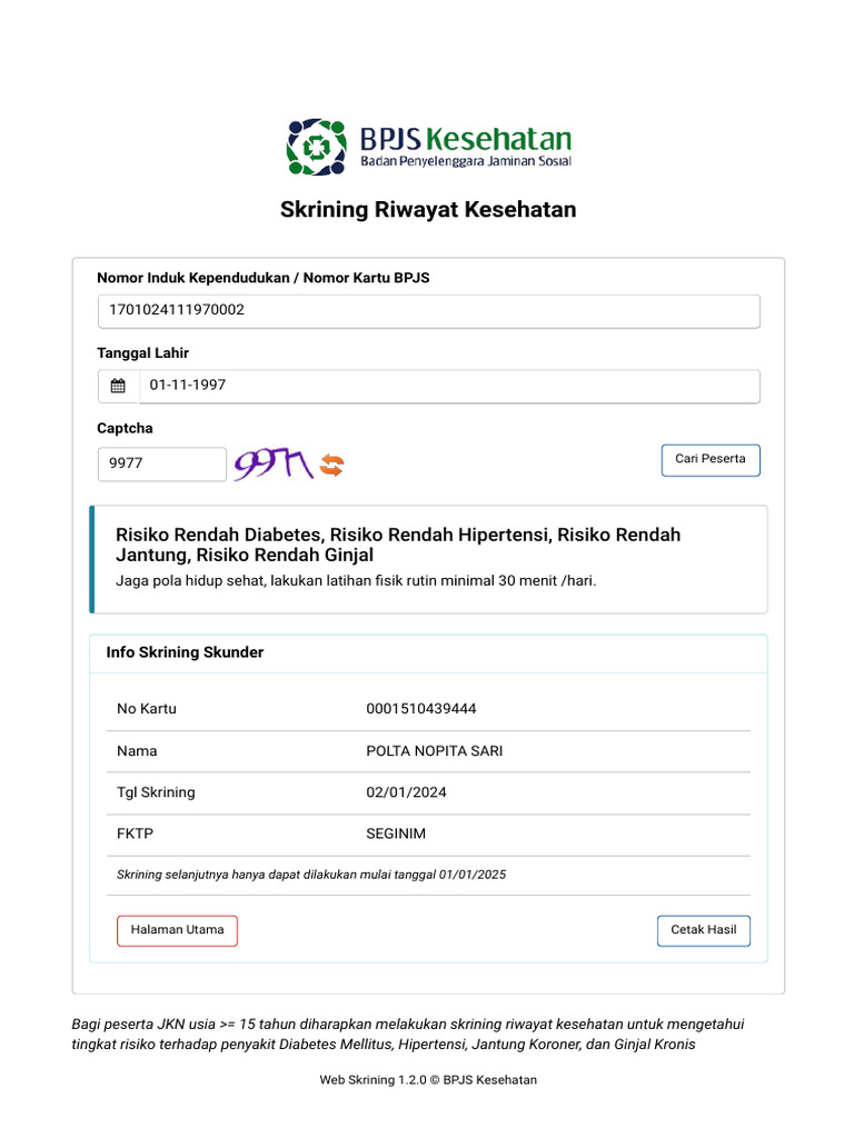 Web Skrining BPJS Kesehatan | PDF | Gaya Hidup