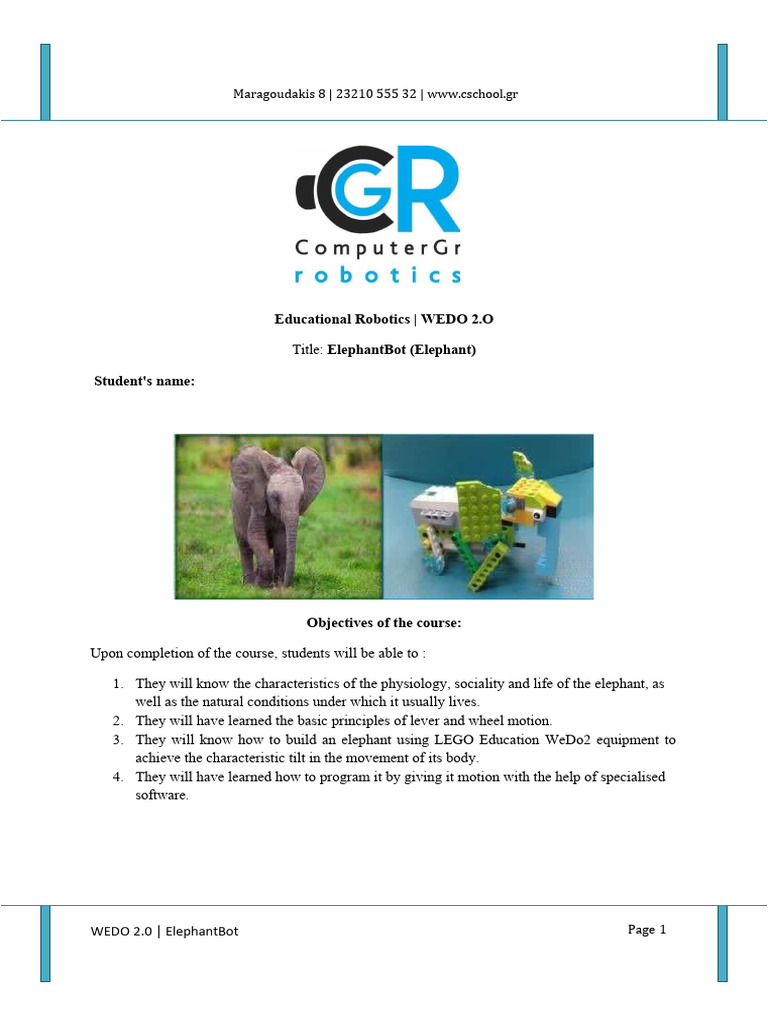 Lesson Plan - Elephant - Robotic | PDF