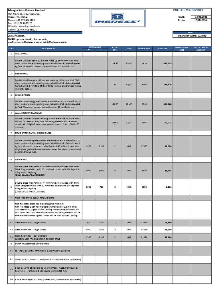 Pi-Id - 2536 - Zeiss Pharma - Expansion Work - Jammu | PDF