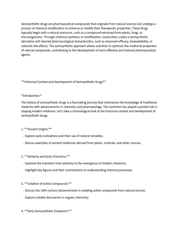 History and Impact of Semisynthetic Drugs | PDF | Natural Products ...