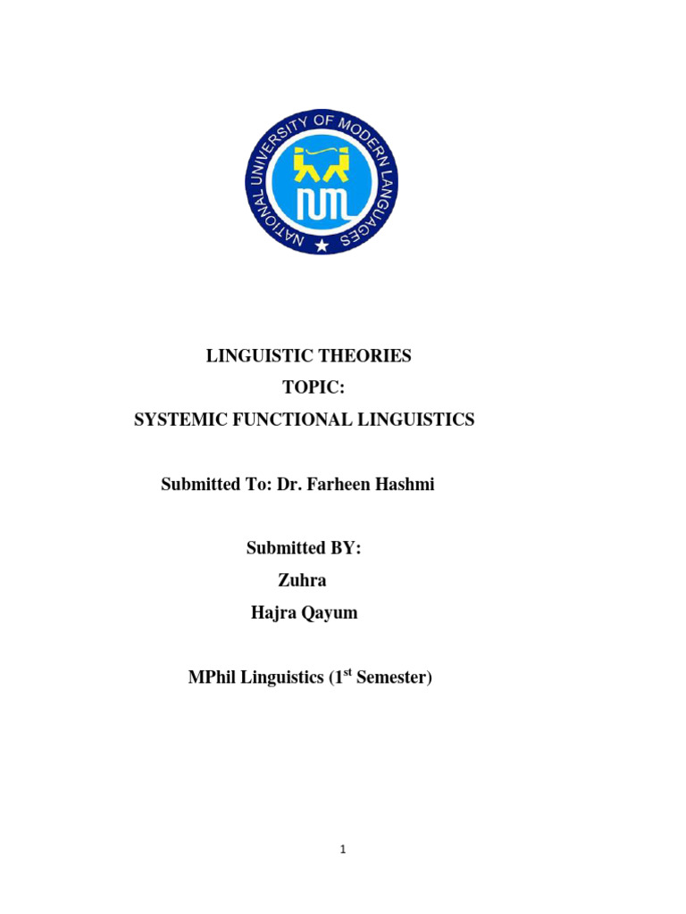 SFL ASSIGNMENT Finalll | PDF | Linguistics | Semiotics