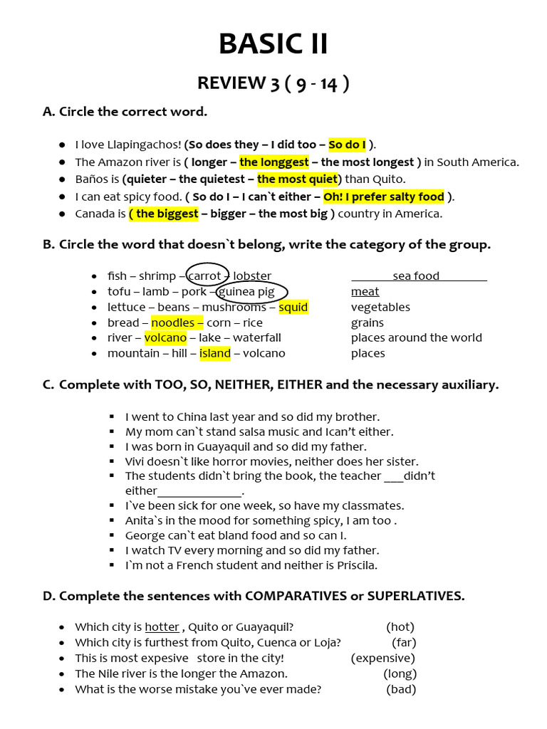 Basic 2 Review3 | PDF