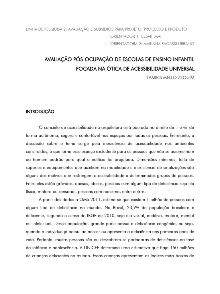 Projeto de Pesquisa Mestrado - Tamiris Mello Zequim | PDF