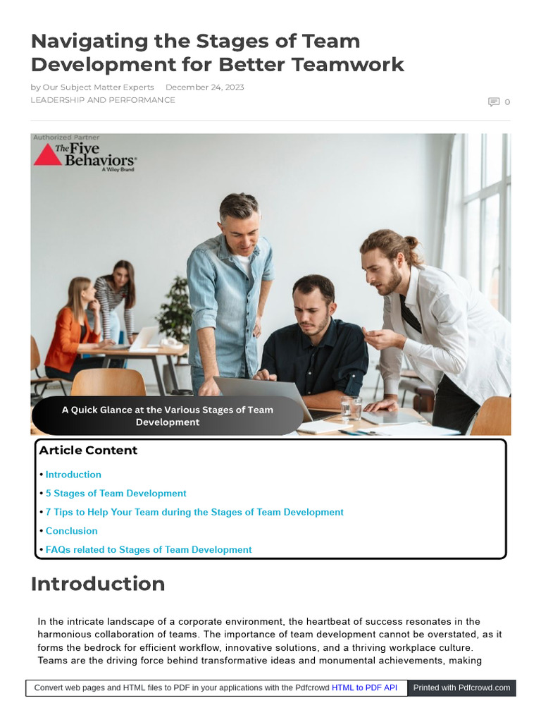 Navigating The Stages of Team Development For Better Teamwork | PDF ...