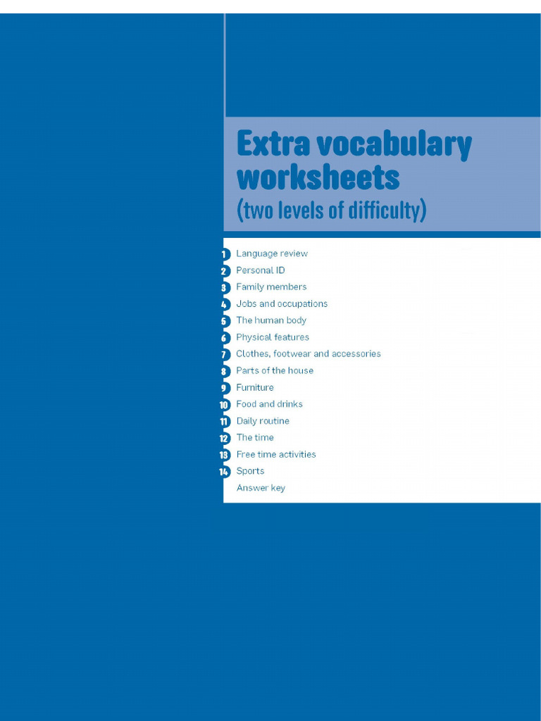 Extra Worksheets - Extra Vocabulary | PDF