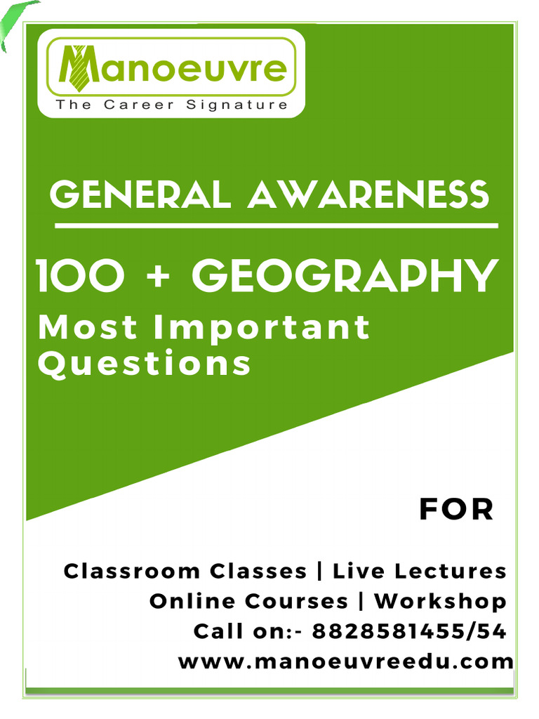 100 Important Geography | Download Free PDF | Earth Sciences | Nature