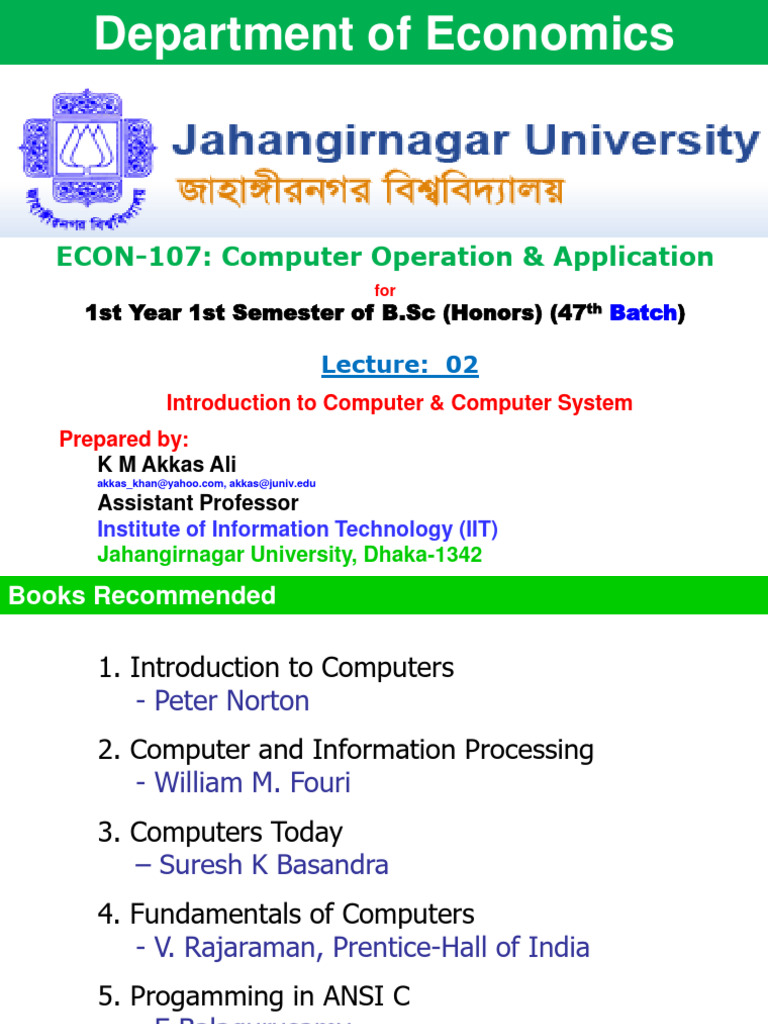 ECON 107 Lecture 02 Introduction To Computer Computer System | PDF ... ECON 107 Lecture 02 Introduction To Computer Computer System | PDF ...