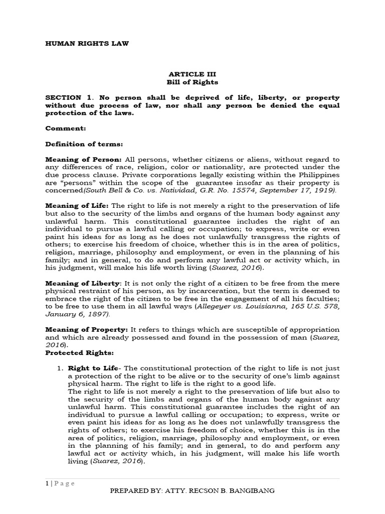 Human Rights Law Bill of Rights | PDF