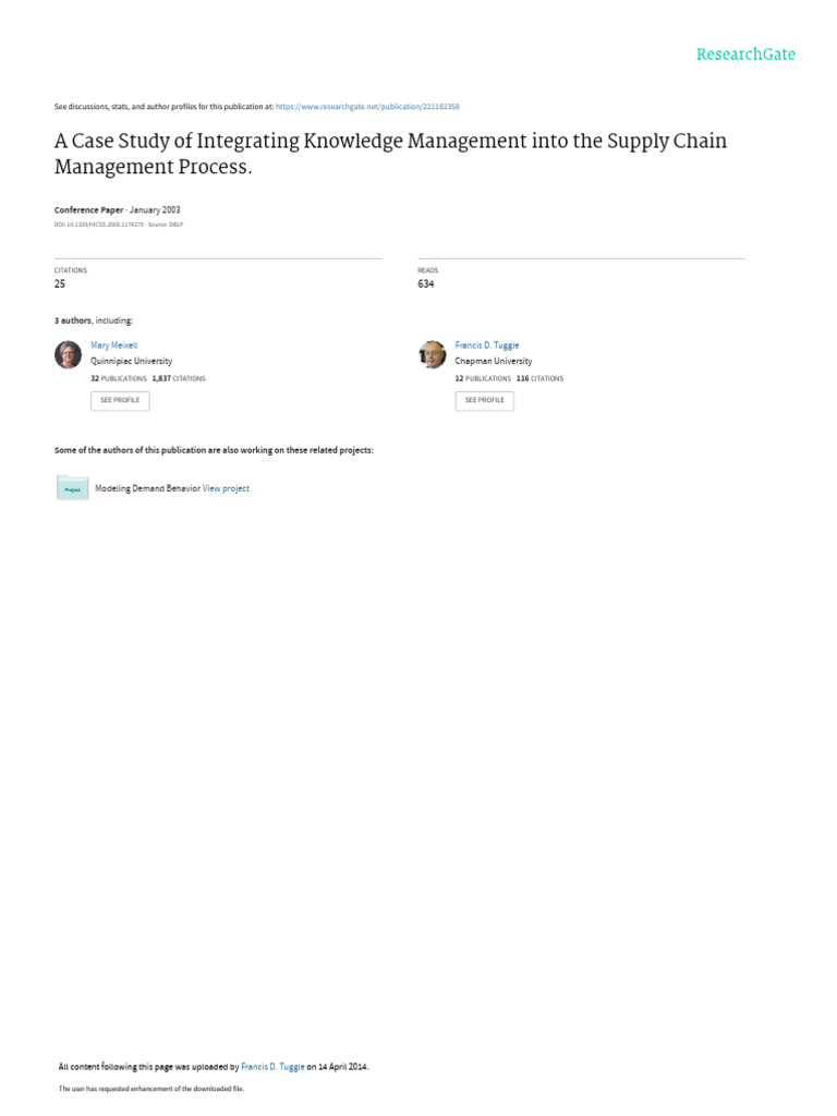 A Case Study of Integrating Knowledge Management I | PDF