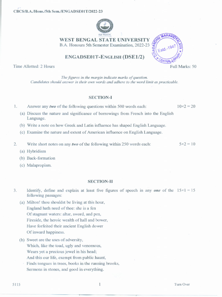 Sem - V, Paper - DSE1 or DSE2 (ENGADSE01T) (4) | PDF | Human ...