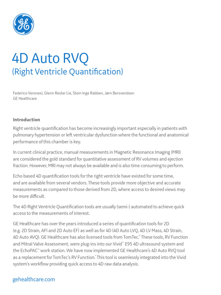 Rvq-Whitepaper 1 | PDF | Ventricle (Heart) | Ejection Fraction