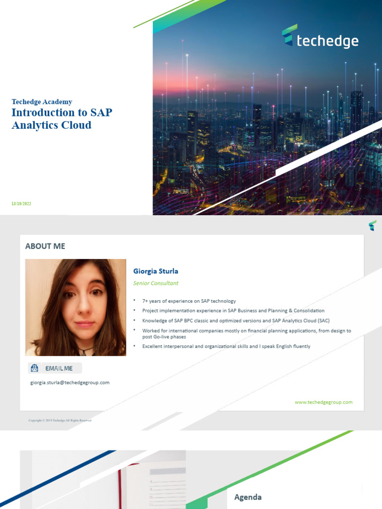 Techedge Academy - Introduction to SAP Analytics Cloud v8 | PDF