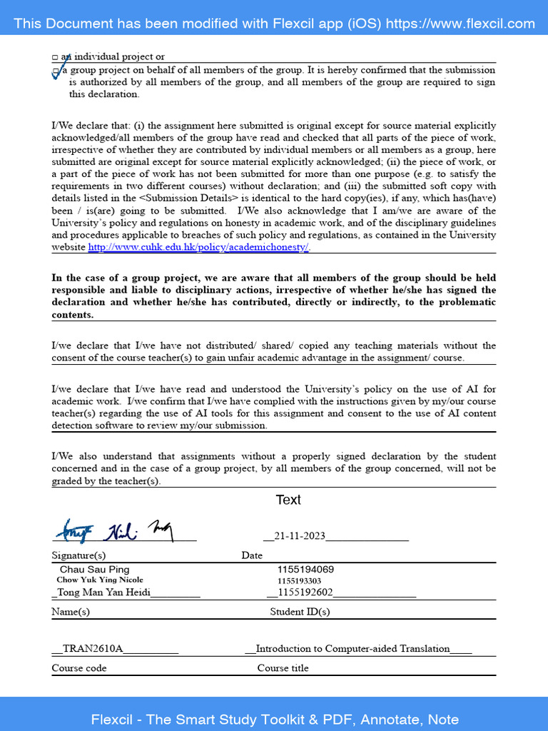 Chau Sau Ping 1155194069: Chow Yuk Ying Nicole 1155193303 | PDF | Business