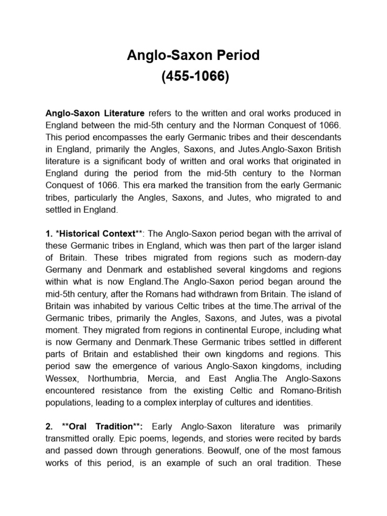 Anglo-Saxon British Literature | PDF | Beowulf | Viking Age