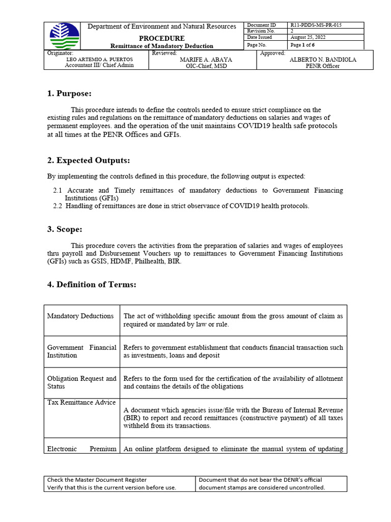 Final Remittance Procedure for Deductions | PDF