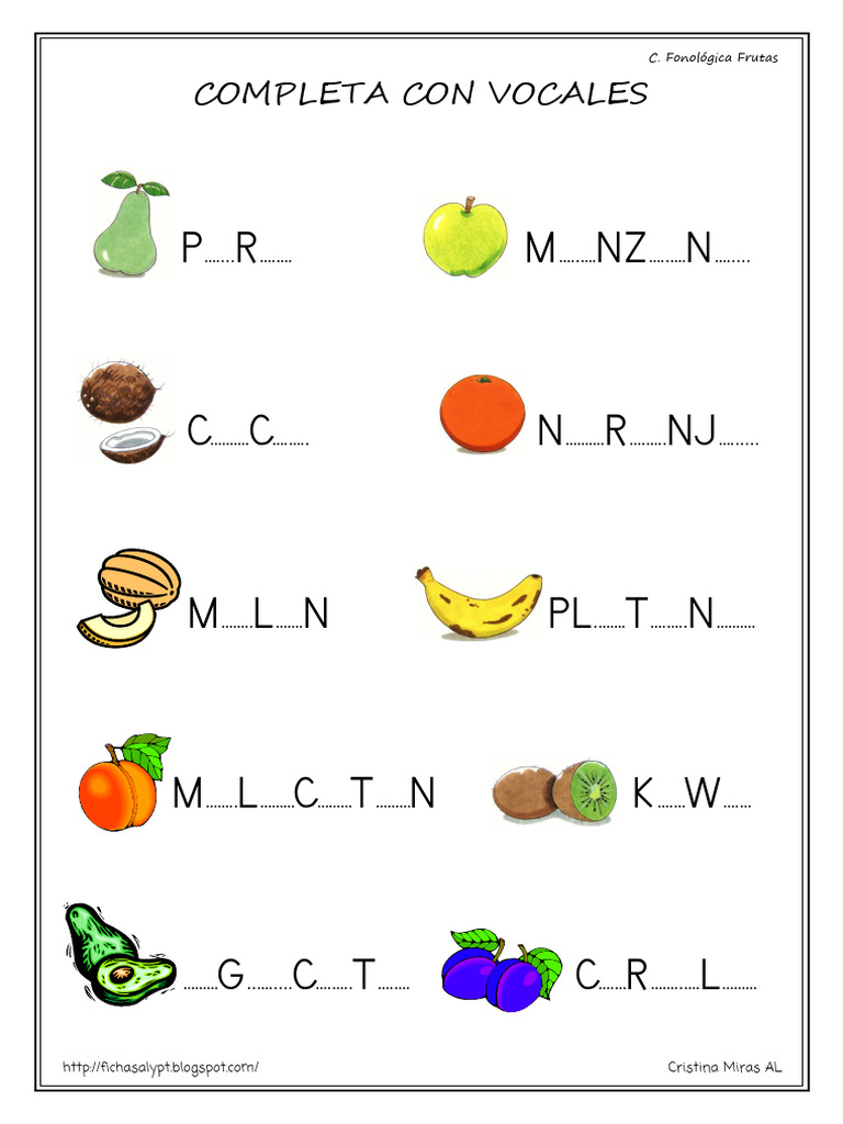 Completa Con Vocales 08 Frutas May Pdf