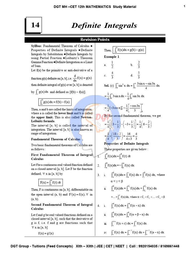 Definite Integration Study Guide | PDF | Integral | Function (Mathematics)