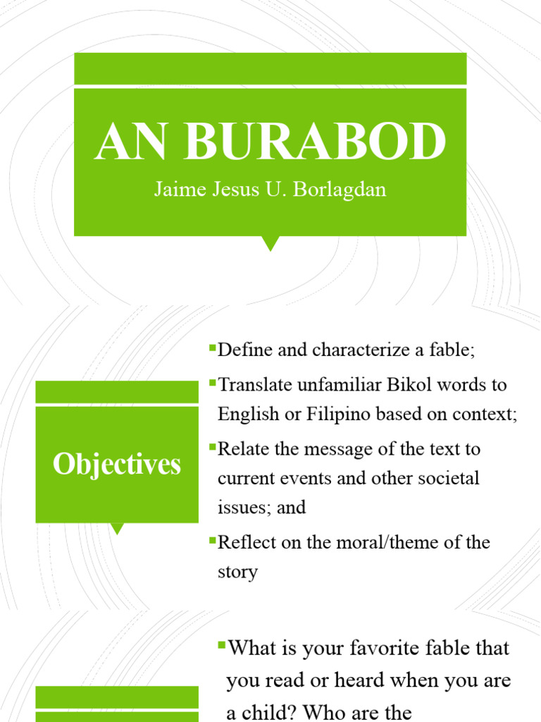 An Burabod Lesson 6 | PDF | Allegory | Human Communication