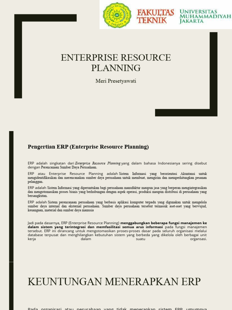 Enterprise Resource Planning | PDF