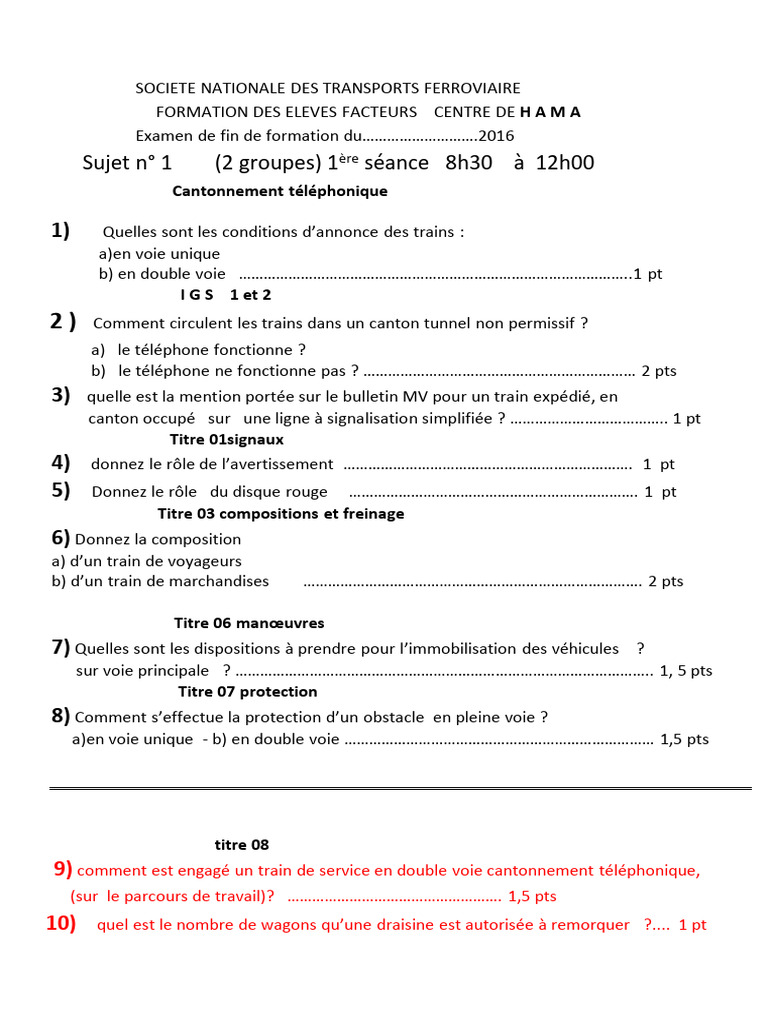 Examen de Fin Formation | PDF