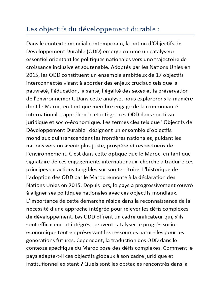 Les Objectifs Du Développement Durable | PDF