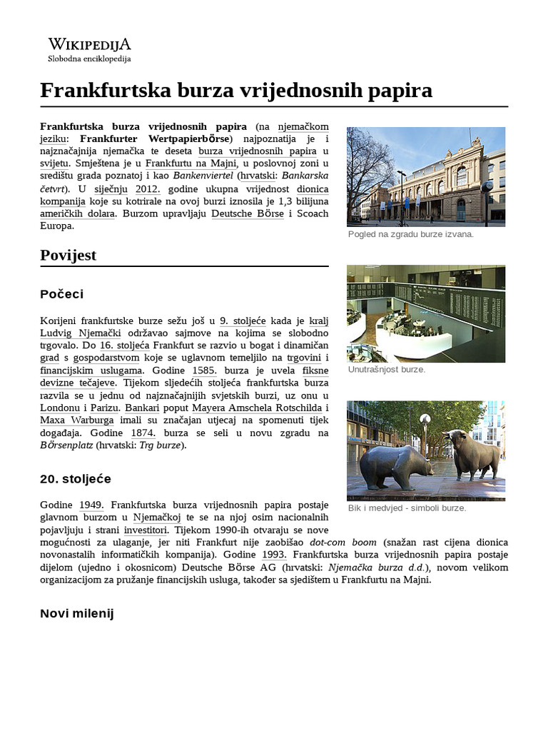 Frankfurtska Burza Vrijednosnih Papira | PDF