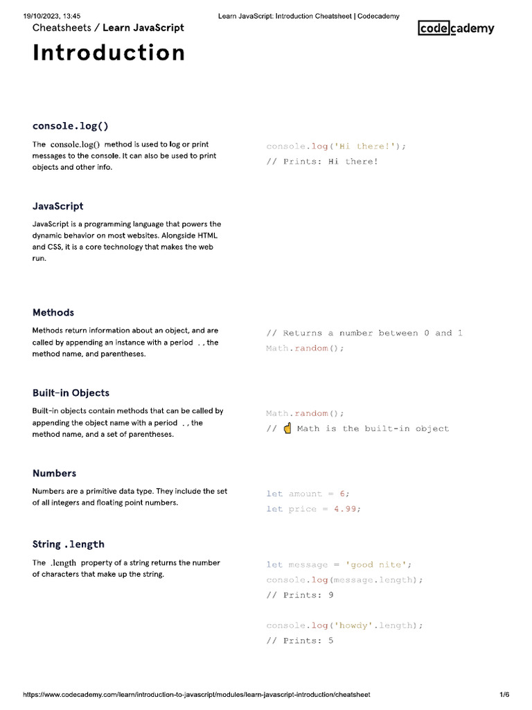 JS Cheatsheet 1 | PDF