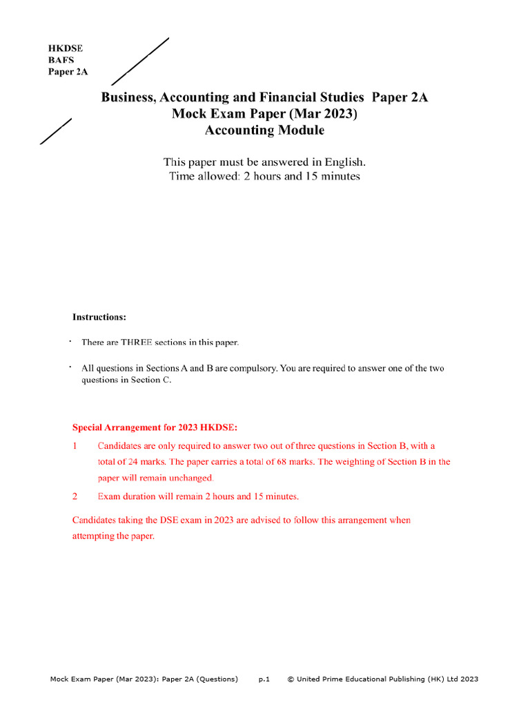 Mock Paper Mar 2023 Paper 2A Questions Eng | PDF