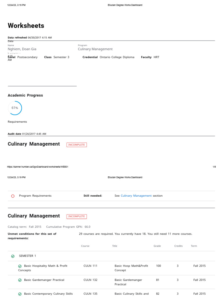 Humber College Education Timeline | PDF | Culinary Arts | Accounting