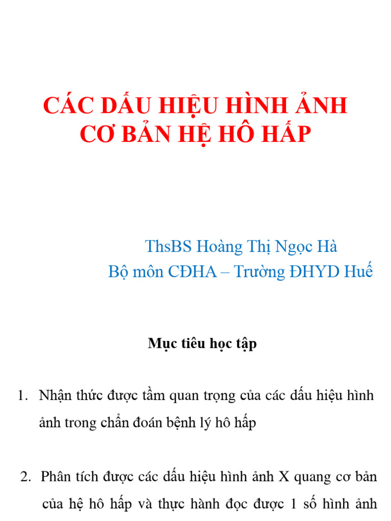 Bai Giang Dau Hieu Ho Hap Co Ban. Ngoc Ha CDHA | PDF