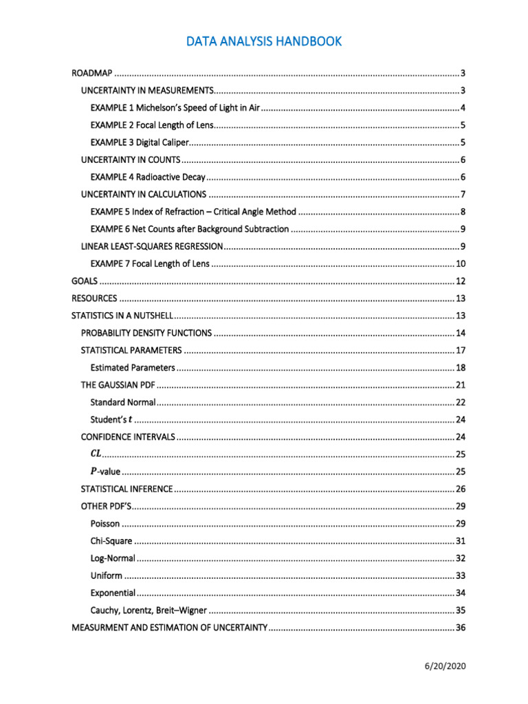 Data Analysis Handbook | PDF | Variance | Normal Distribution