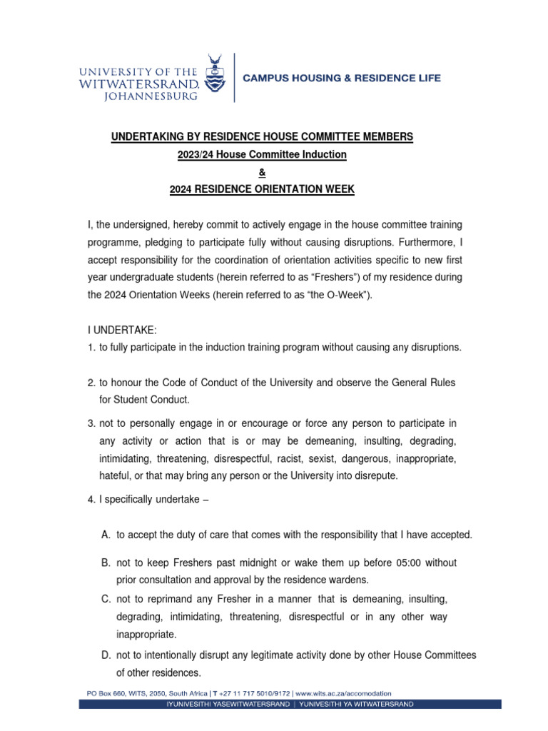 2024 HC Orientation Week Code of Conduct | PDF | Justice | Crime & Violence