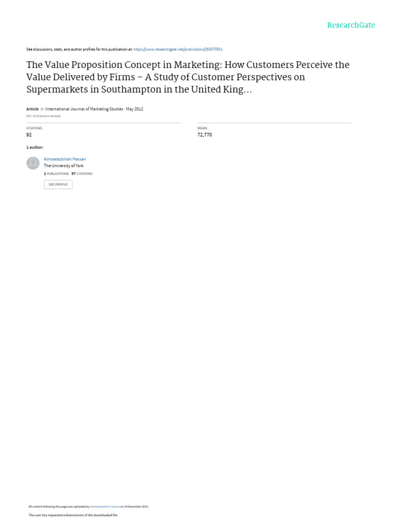 The Value Proposition Concept In Marketing How Cus Pdf Marketing 6875