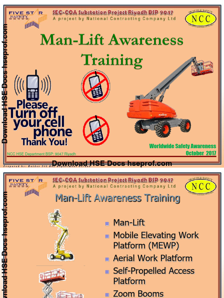 Man-Lift Safety Awareness Training | PDF