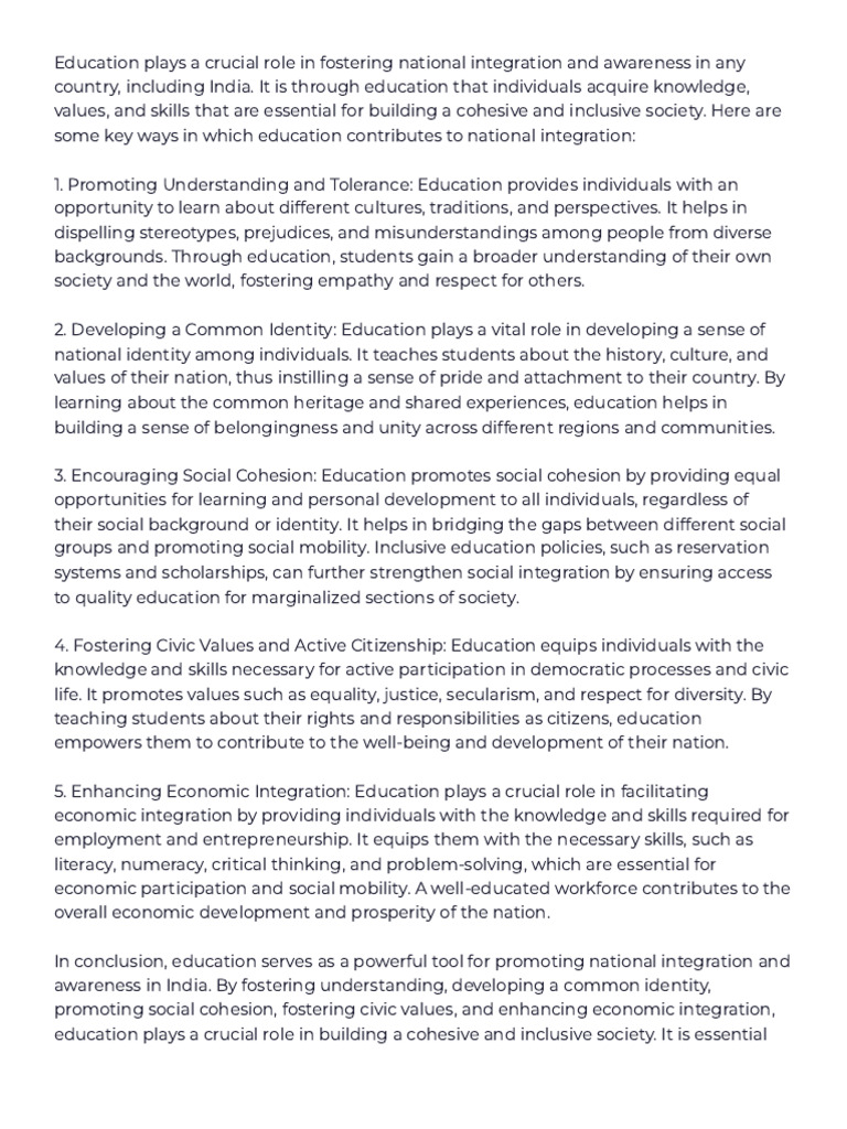 Role of Education | PDF