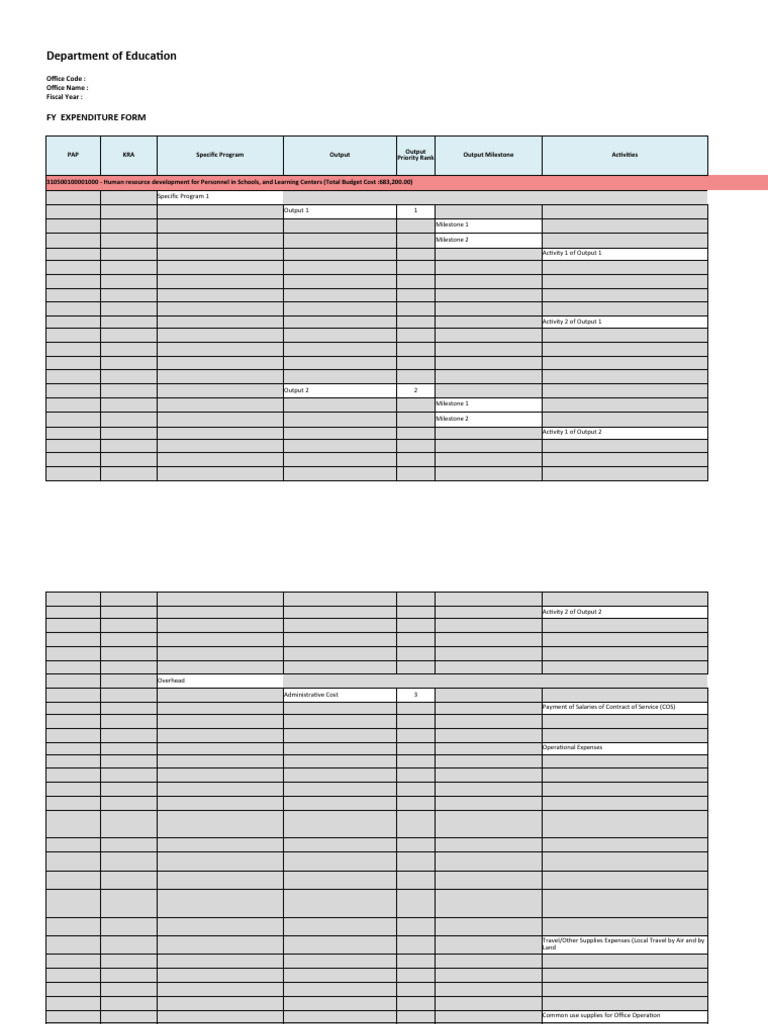 Expenditure Matrix | PDF