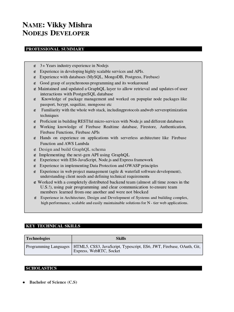 CV Vik Ky Mishra | PDF | Databases | Computing