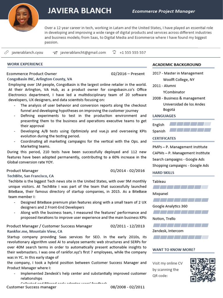 Free CV Template 1 | PDF | E Commerce | Search Engine Optimization