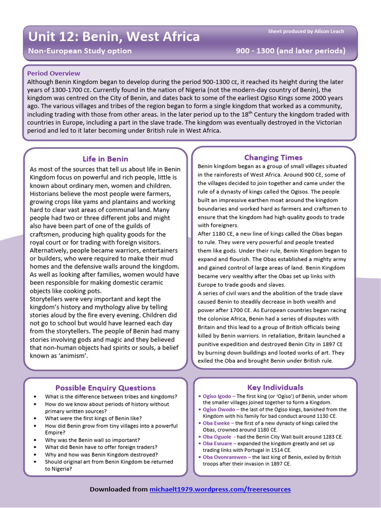 History of Benin (Factsheet) | PDF