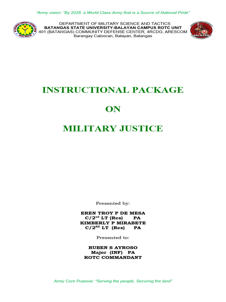 Instructional Package in Military Justice | PDF