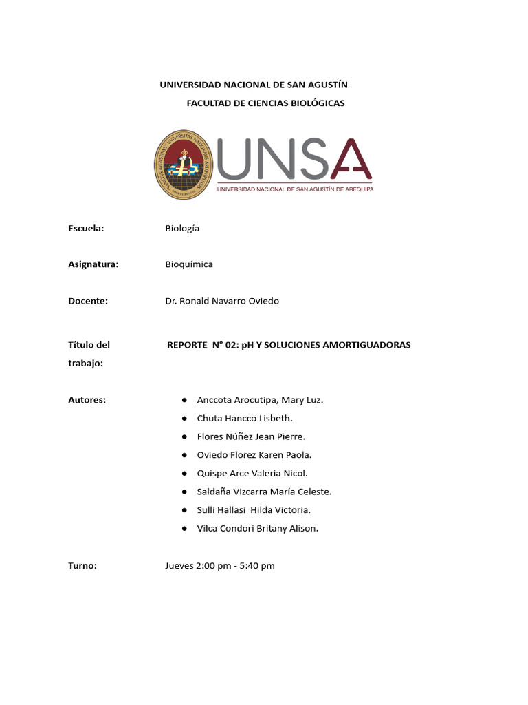 Segundo Informe - PH y Soluciones Amortiguadoras | PDF | Ph | Química