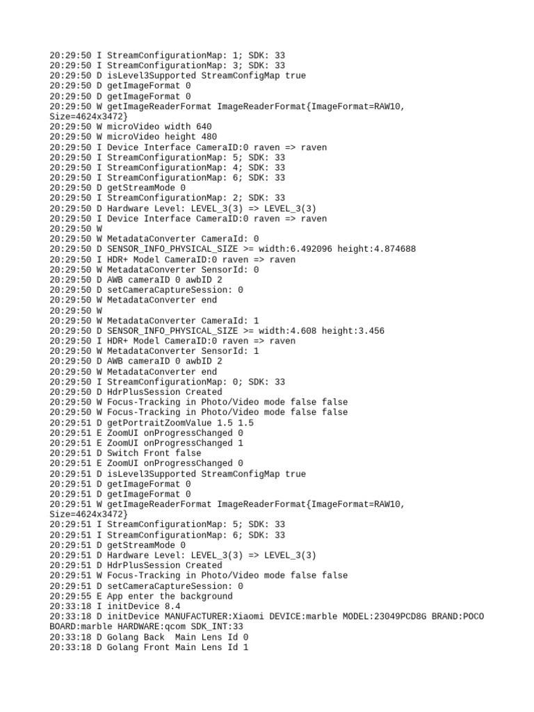 Camera SDK Debug Log Analysis | PDF | Computers