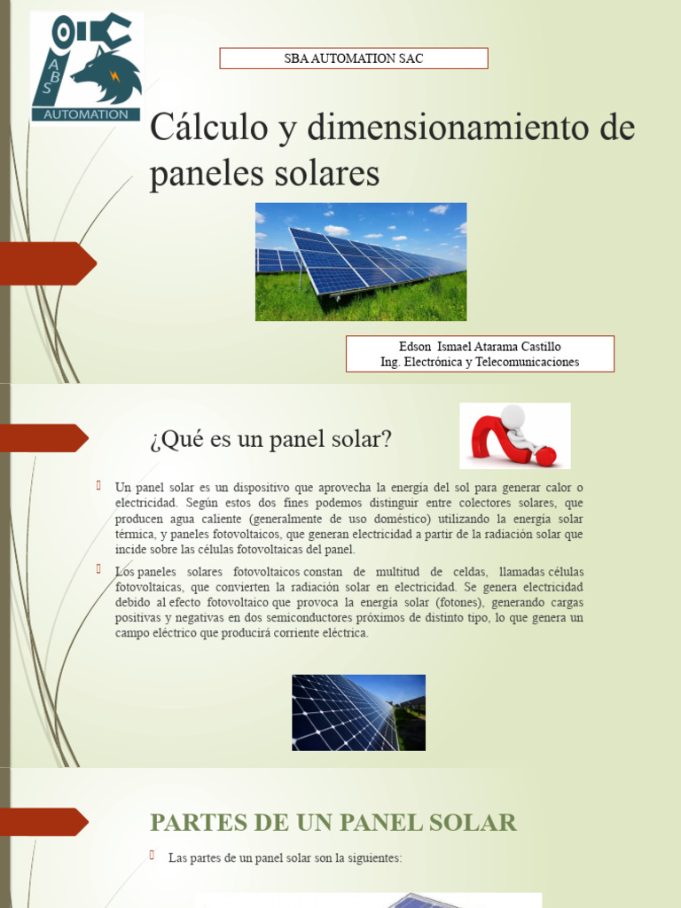 Cálculo y Dimensionamiento de Paneles Solares | PDF | Panel solar ...