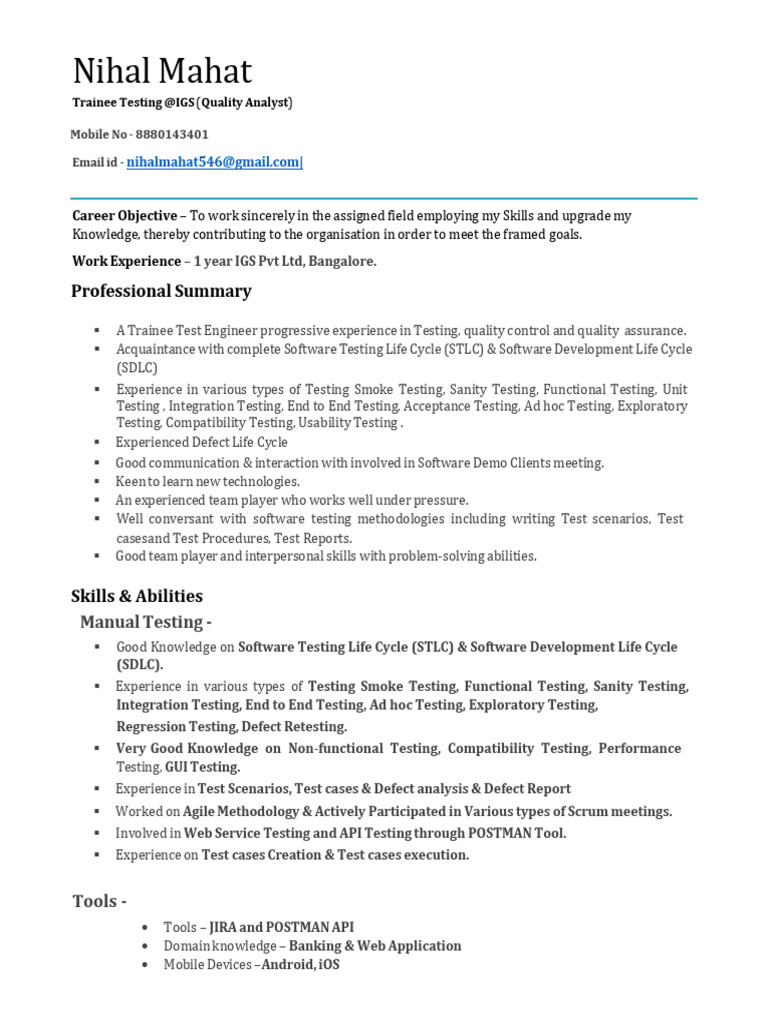 Nihal CV M-1-2 | PDF