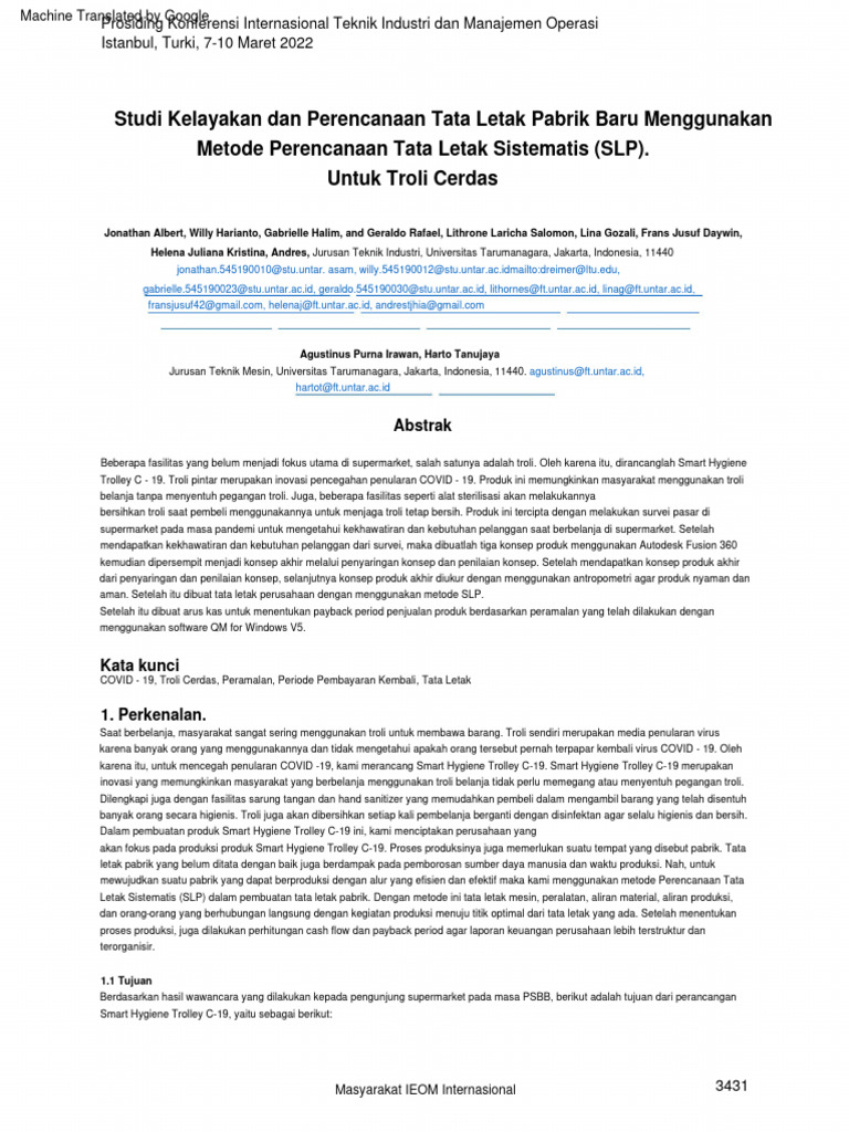 Studi Kelayakan Dan Perencanaan Tata Letak Pabrik Baru Menggunakan Metode Perencanaan Tata Letak ...
