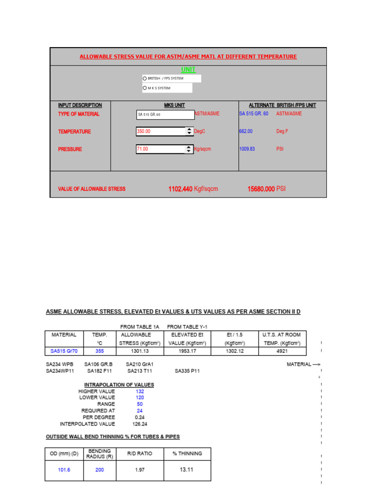 ASME Allowable Stress Values for SA-515 | PDF